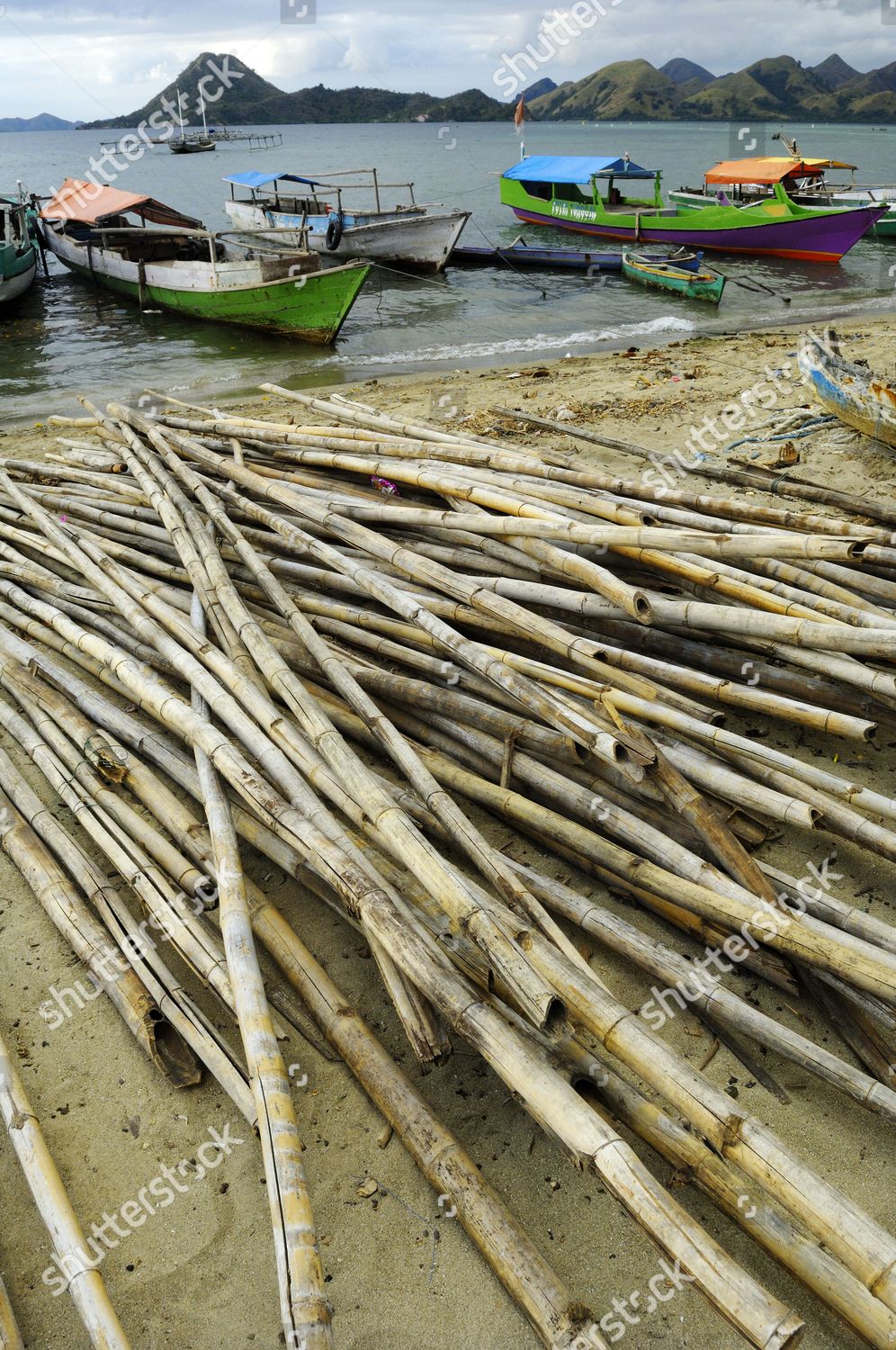 Bamboo Sticks Fishing Boats Village Philippine Editorial Stock Photo ...