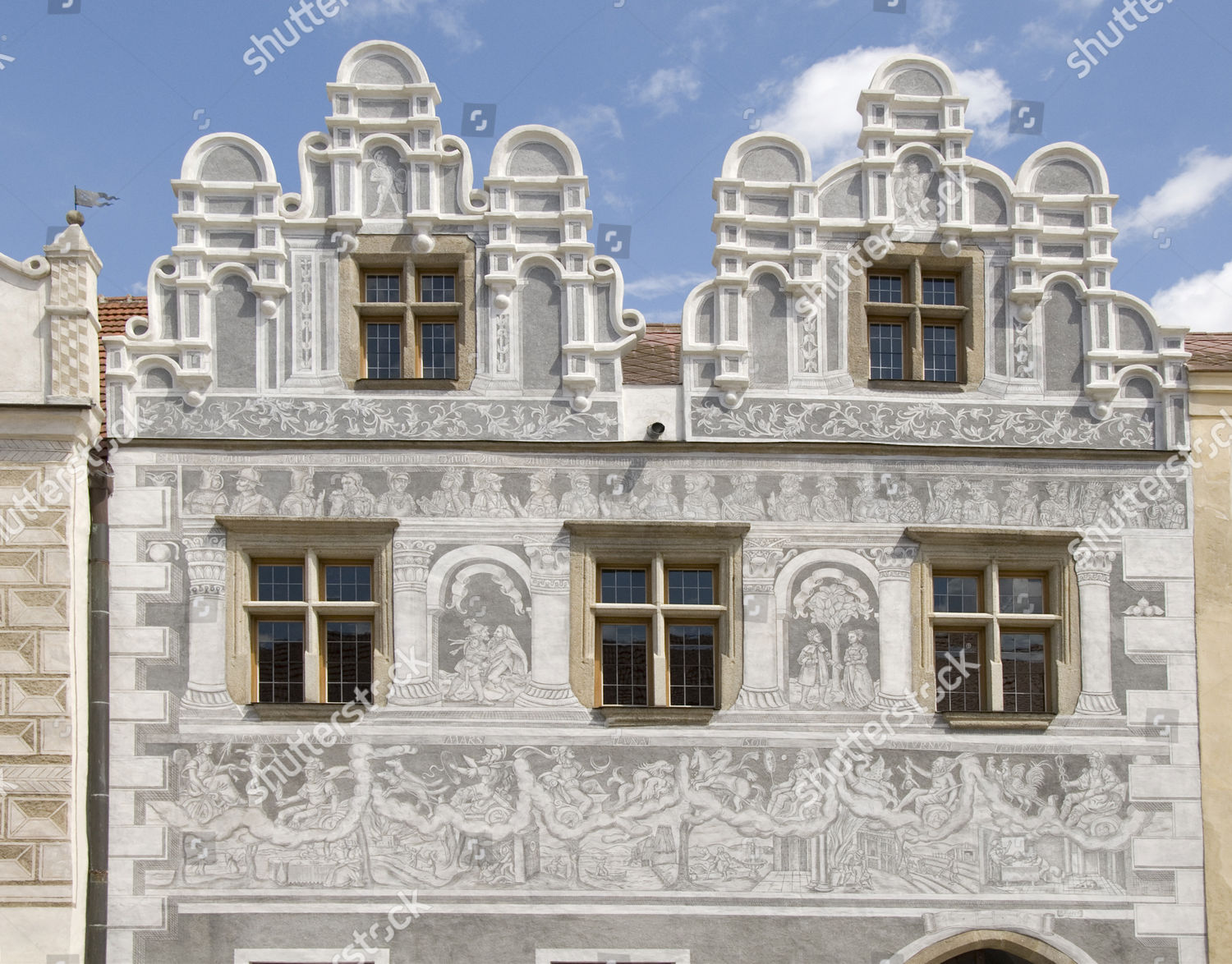 Sgraffito Sgraffitti Scraffito House Facade Slavonice Editorial Stock ...