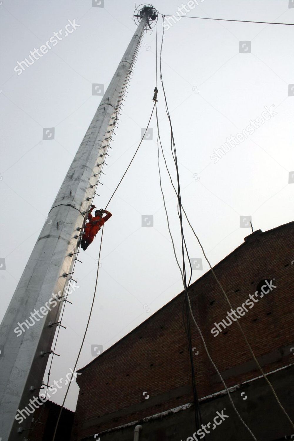 Firefighters Rigs Pulley System Order Lower Editorial Stock Photo ...