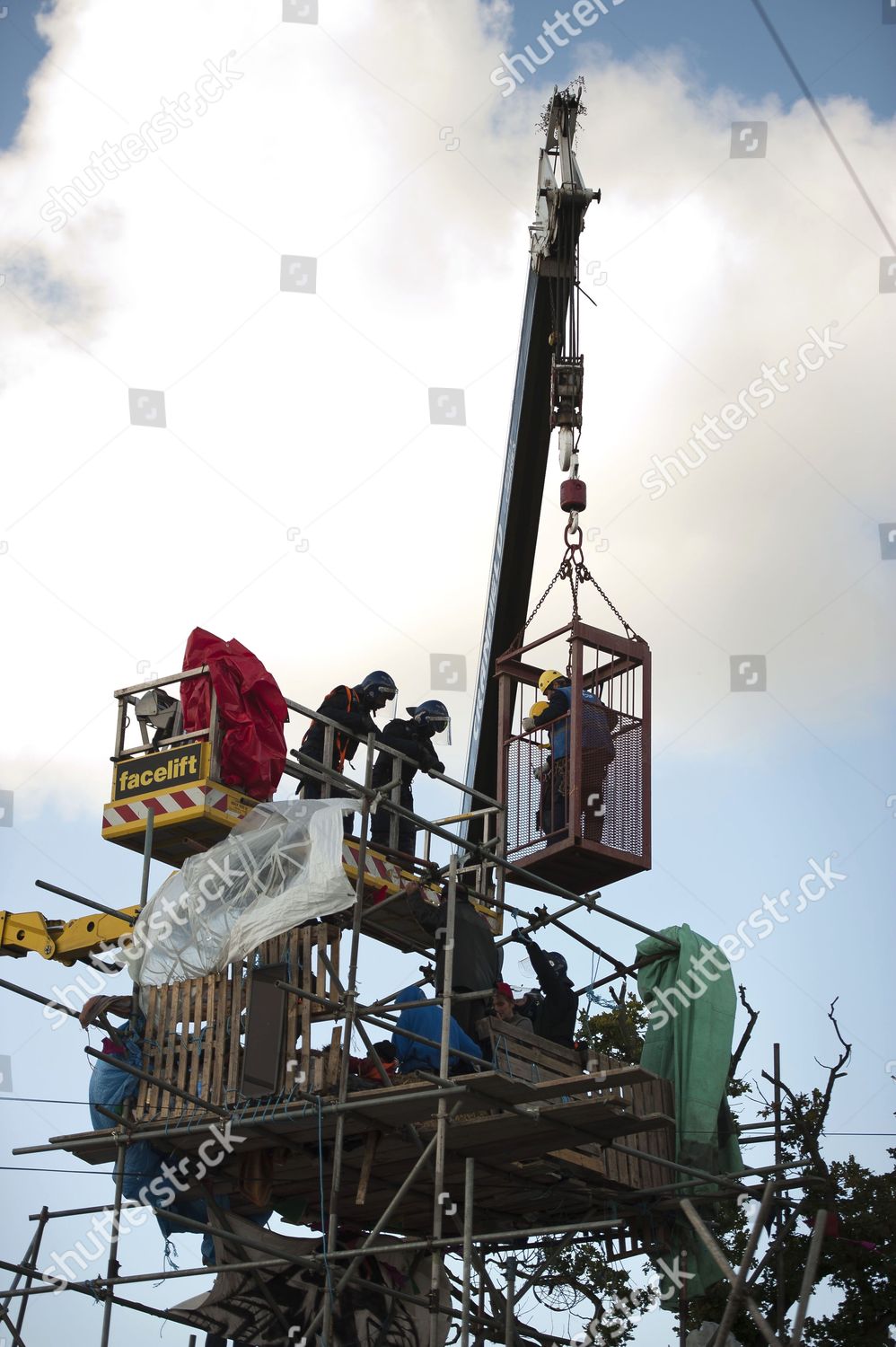 Riot Police Bailiffs Use Cherry Picker Editorial Stock Photo - Stock ...