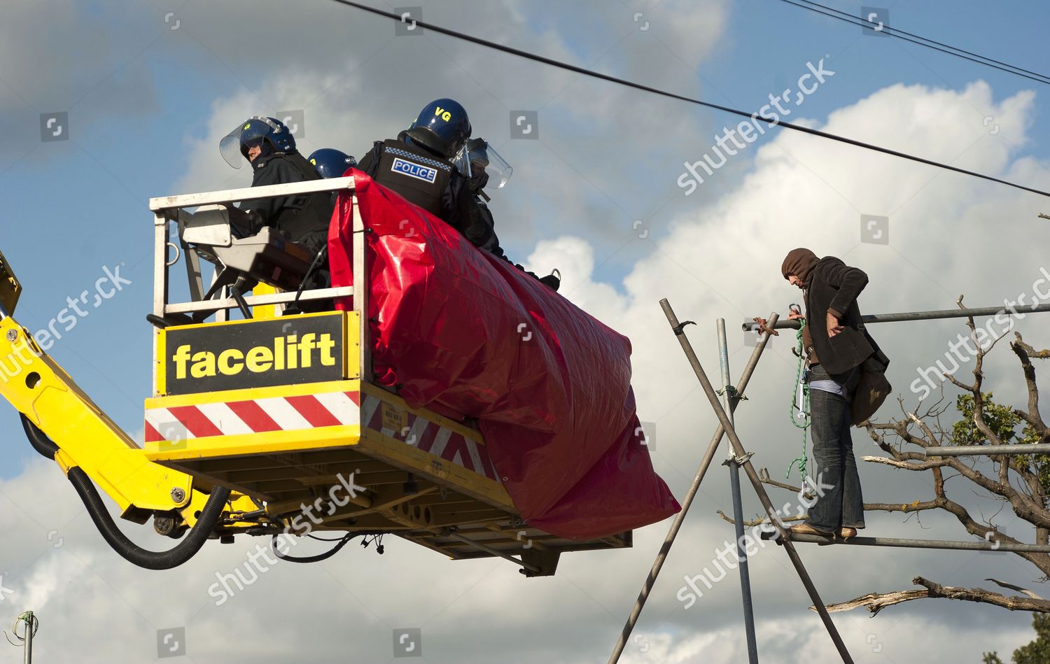 Riot Police Bailiffs Use Cherry Picker Editorial Stock Photo - Stock ...