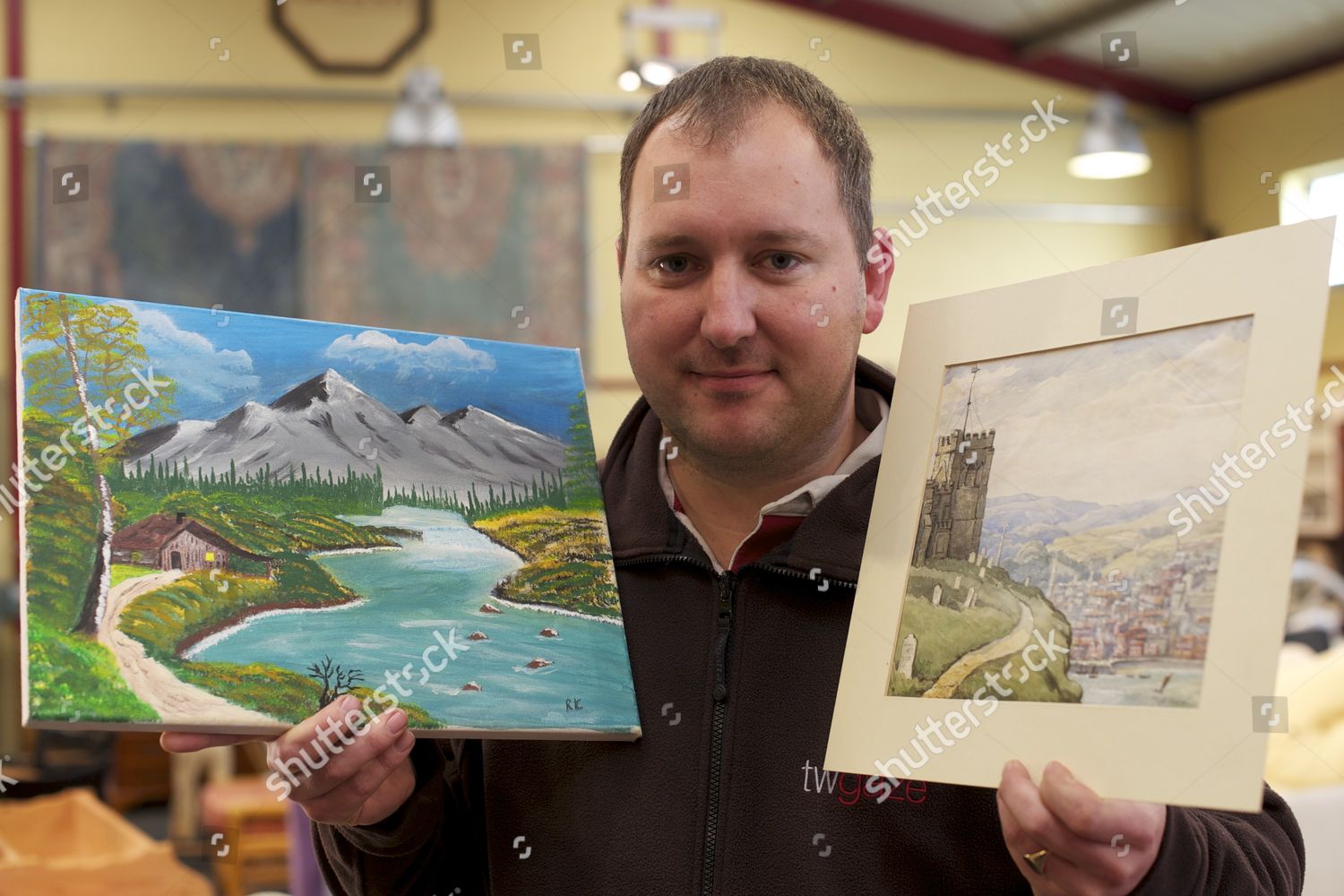 Andre Ling Pictured Holding Paintings By Editorial Stock Photo - Stock ...