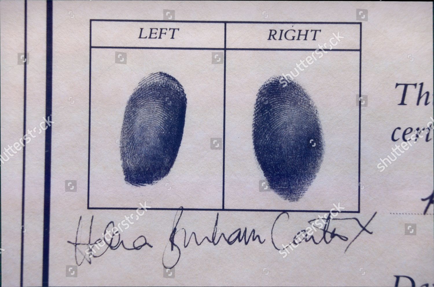 Finger Prints Signature Actress Helena Bonha Editorial Stock Photo ...
