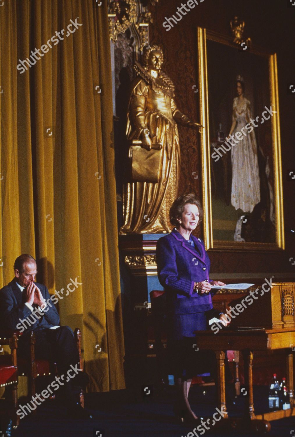 Prime Minister Margaret Thatcher Giving Speech Editorial Stock Photo ...