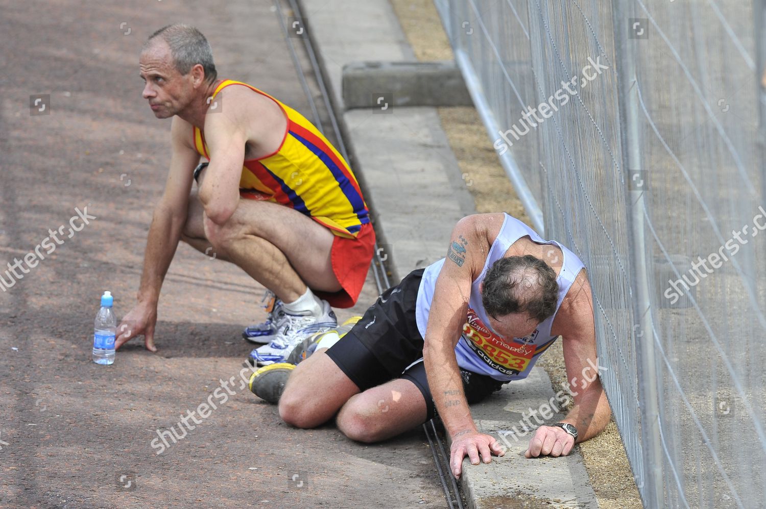Runners Recovering After Crossing Finish Line Editorial Stock Photo ...