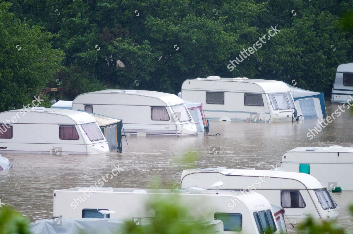 Flooded Riverside Caravan Park Llandre Bow Editorial Stock Photo ...