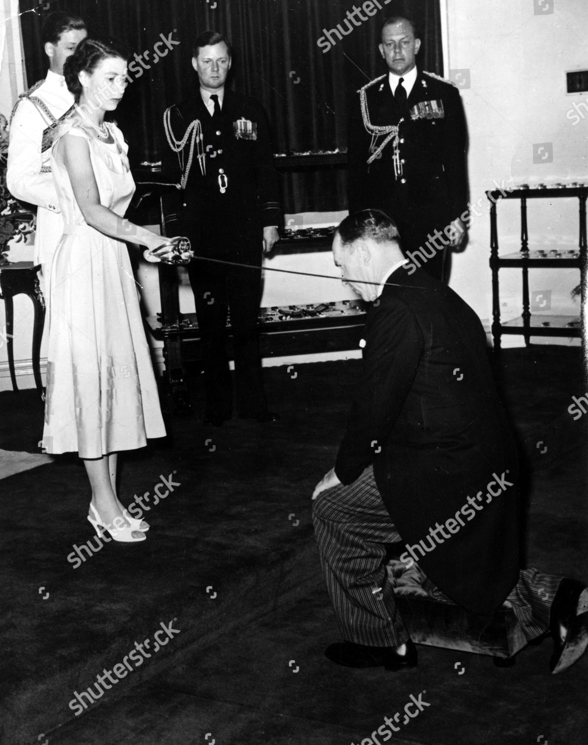 Queen Elizabeth Ii Knighting Sir Garfield Editorial Stock Photo - Stock ...