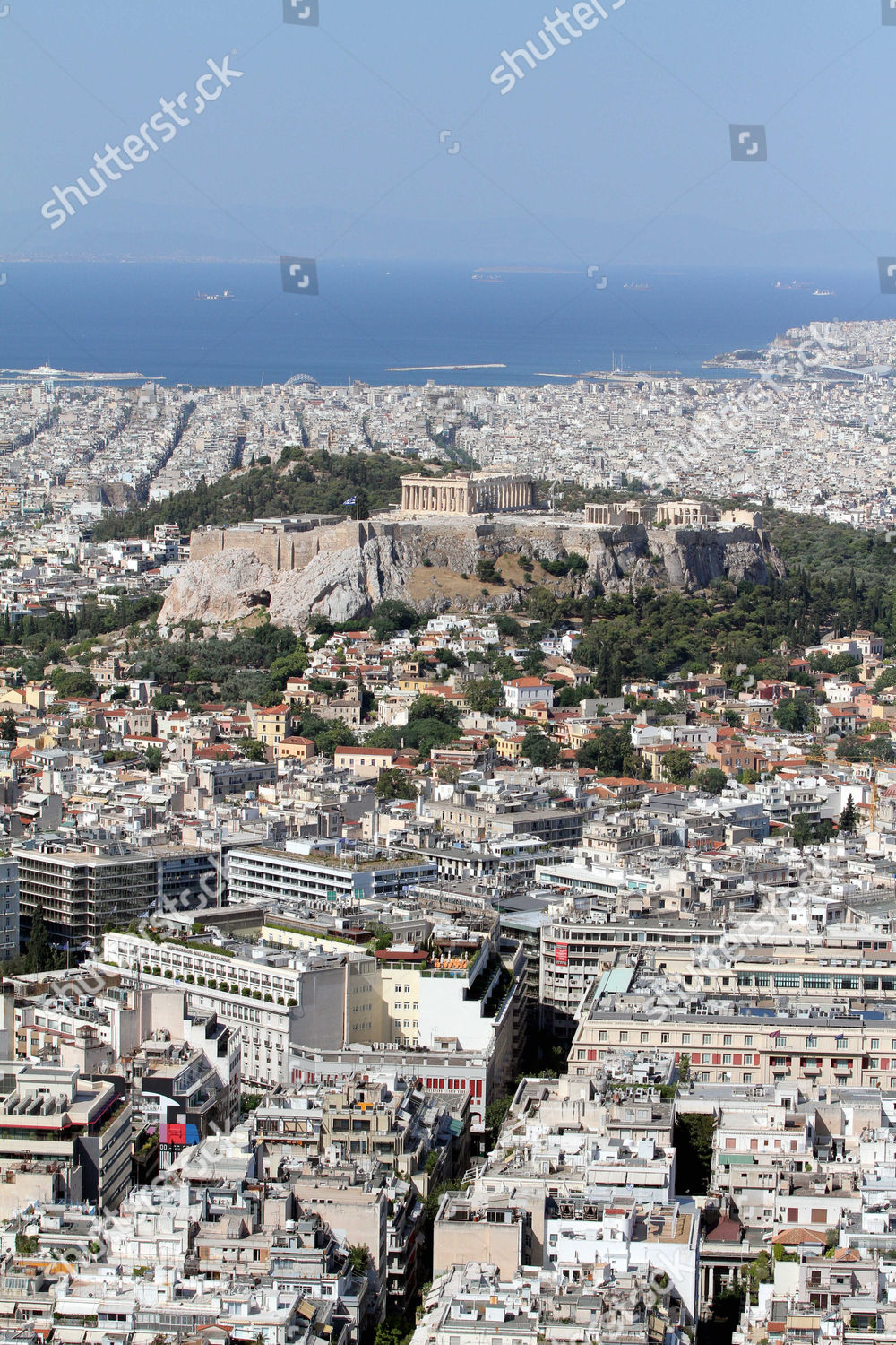 Parthenon On Acropolis Piraeus Background Seen Editorial Stock Photo ...