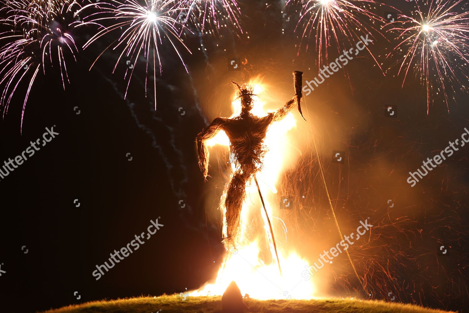 Fireworks Burning Wickerman Wickerman Festival Editorial Stock Photo ...