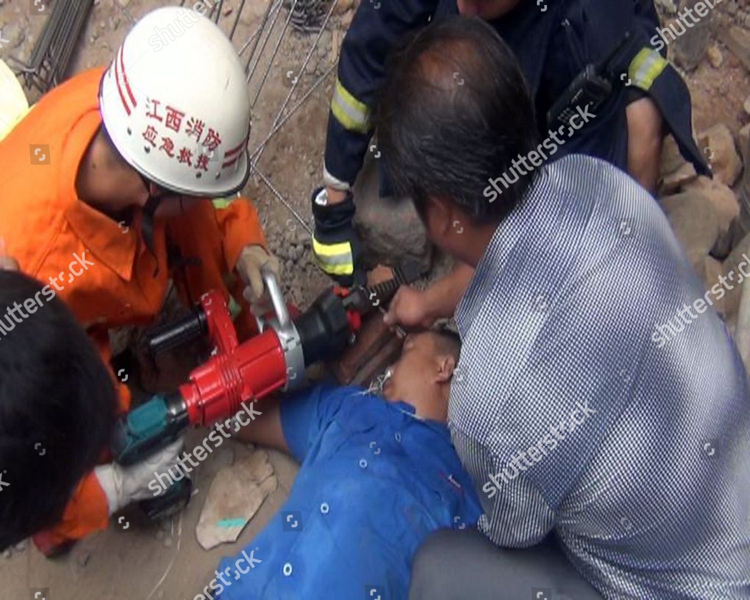 Firefighters Cut Protruding Ends Bar Impaled Editorial Stock Photo ...
