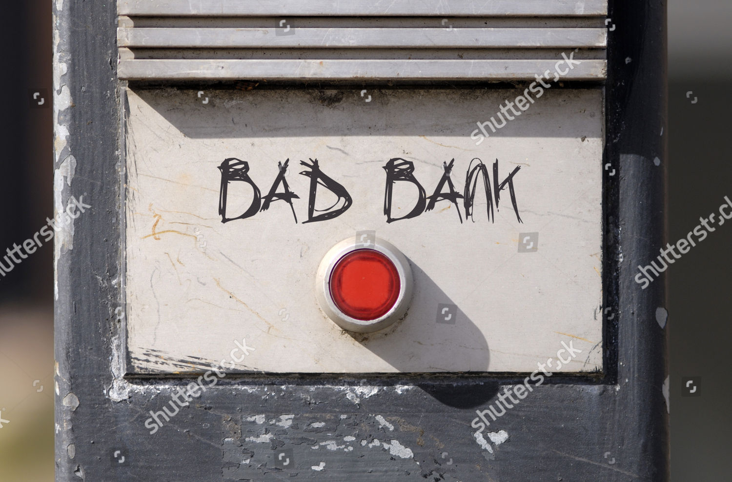 Red Doorbell Bad Bank Written Above Editorial Stock Photo - Stock Image ...