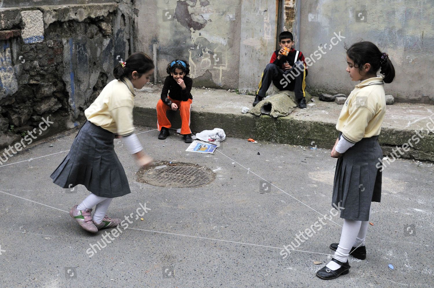 Children Playing Elastics Chinese Jump Rope Editorial Stock Photo ...