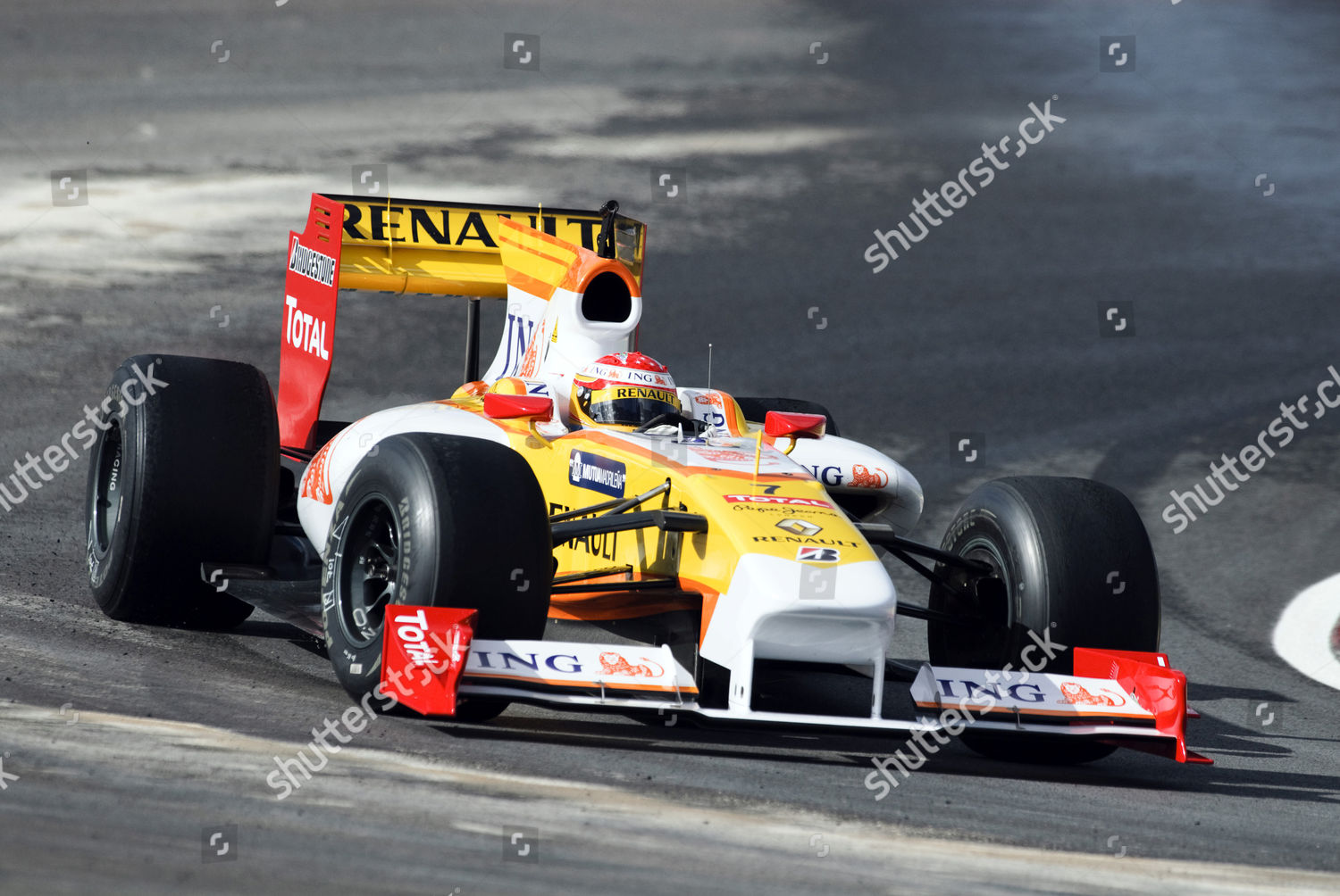 Fernando Alonso Testdriving Renault R29 During Editorial Stock Photo ...