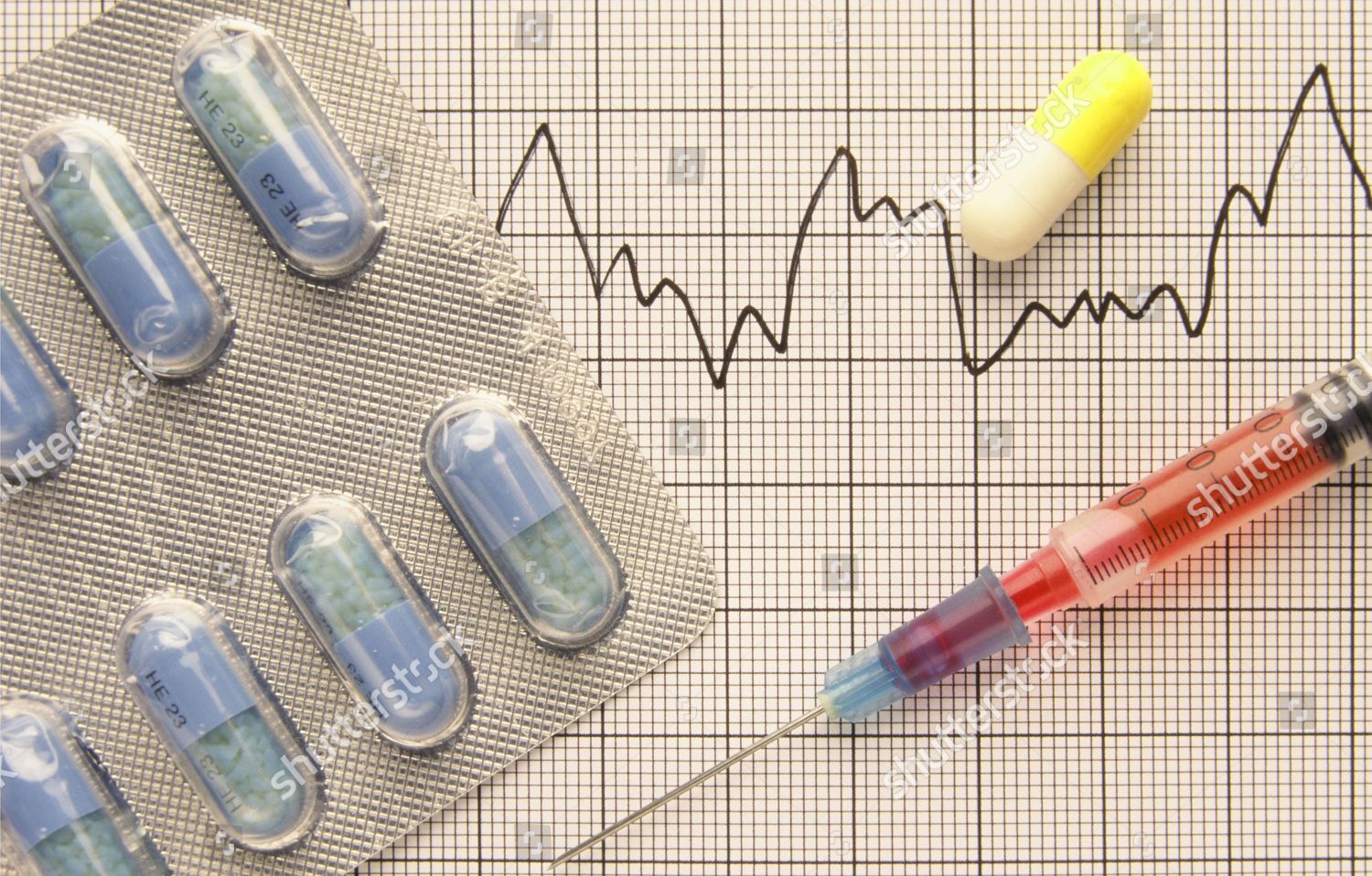 Cardiac Pills Syringe On Ecg Printout Editorial Stock Photo - Stock ...