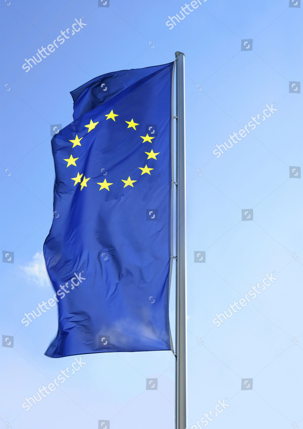 European Flag Waving Flag Pole Editorial Stock Photo - Stock Image ...