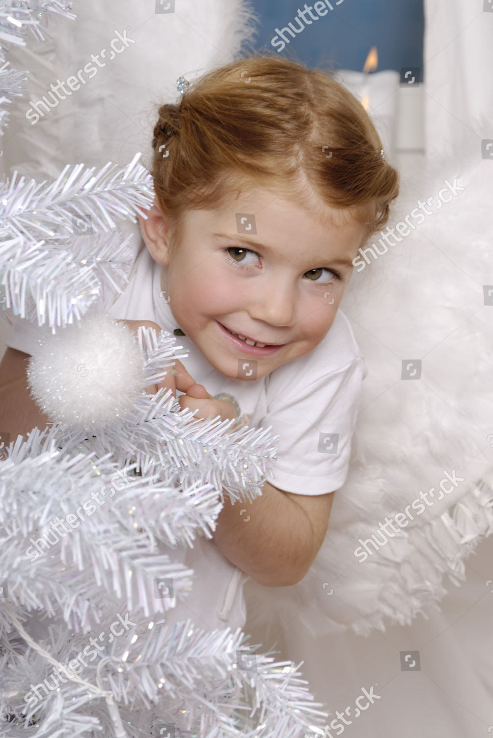 Model Released Child Decorates White Christmas Editorial Stock Photo ...