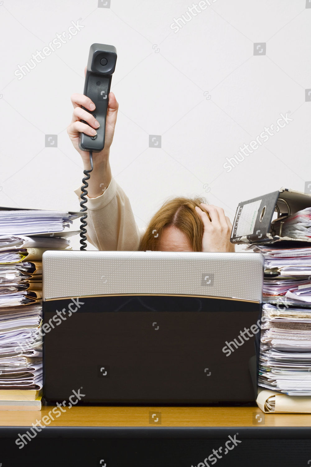 Model Released Overworked Businesswoman Holding Telephone Editorial ...