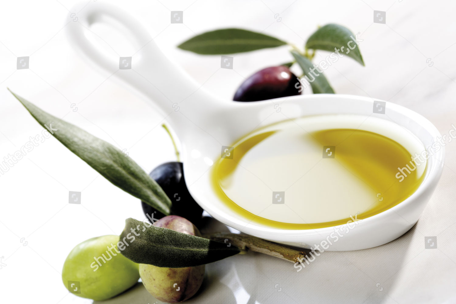 Porcelain Spoon Olive Oil Olives Editorial Stock Photo - Stock Image ...
