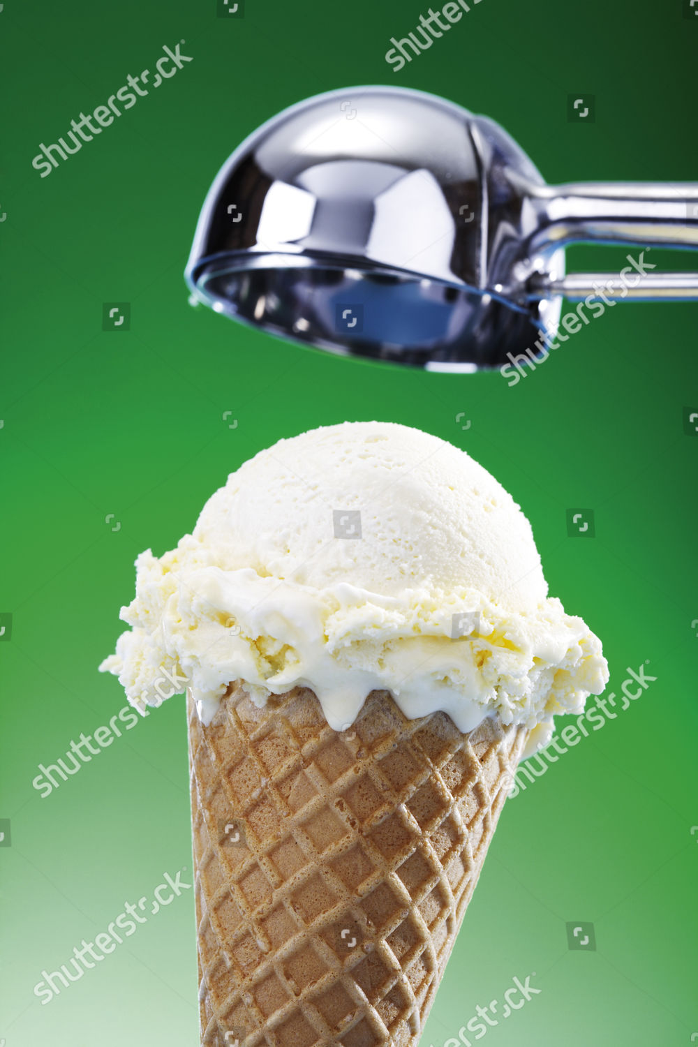 Scoop Vanilla Ice Cream Waffle Cone Editorial Stock Photo - Stock Image ...