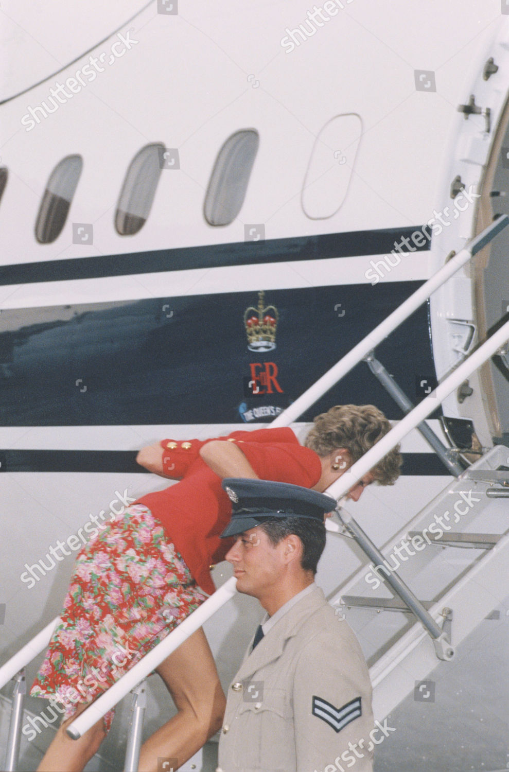 Princess Diana Tripping Whilst Boarding Aircraft Editorial Stock Photo ...