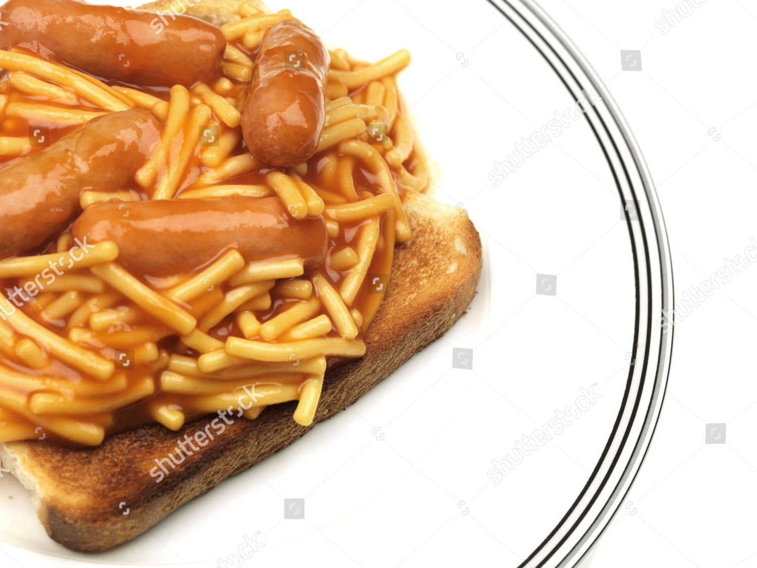 Spaghetti Sausages On Toast Editorial Stock Photo - Stock Image ...