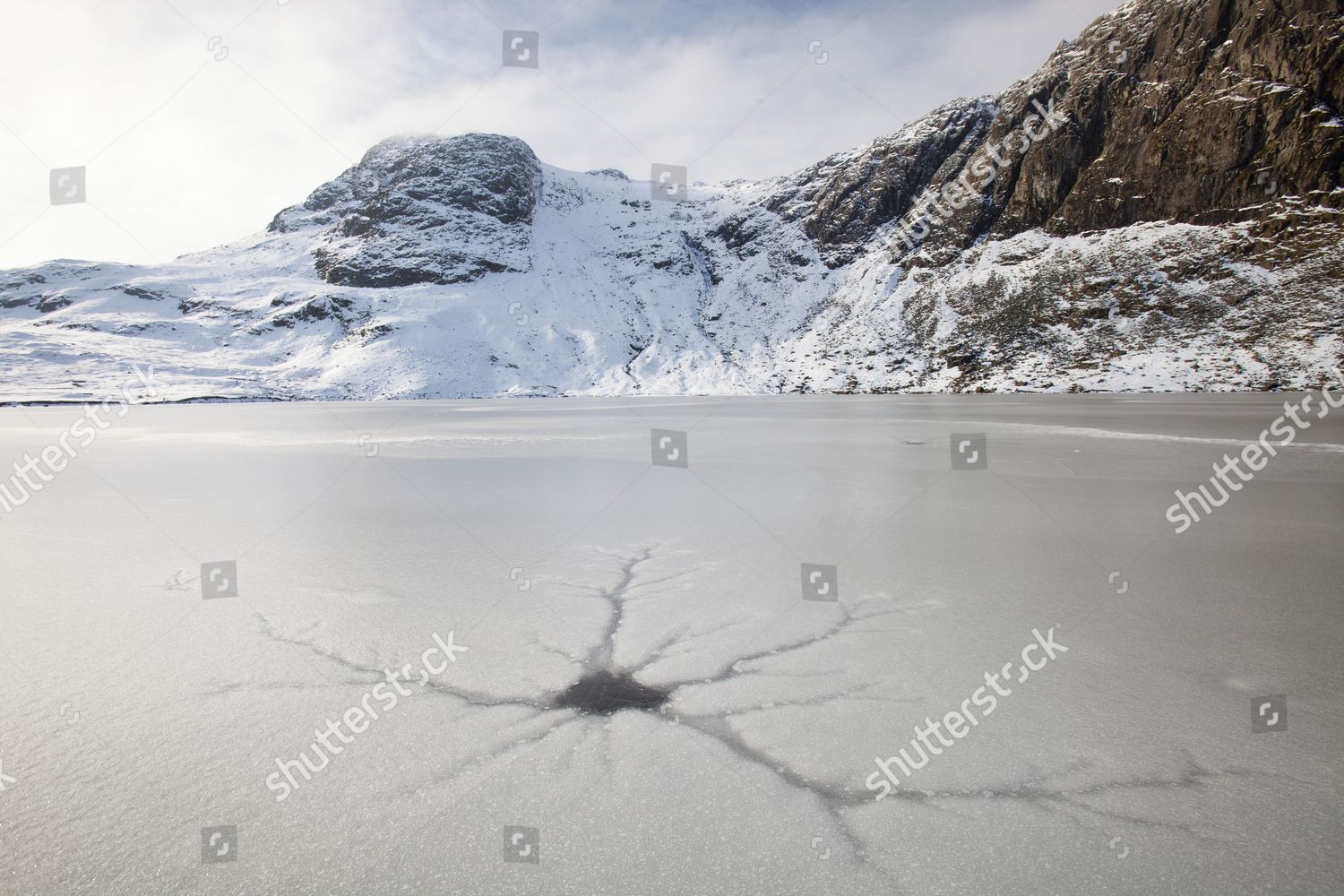 Frozen Stickle Tarn Crack Patterns Ice Editorial Stock Photo - Stock ...