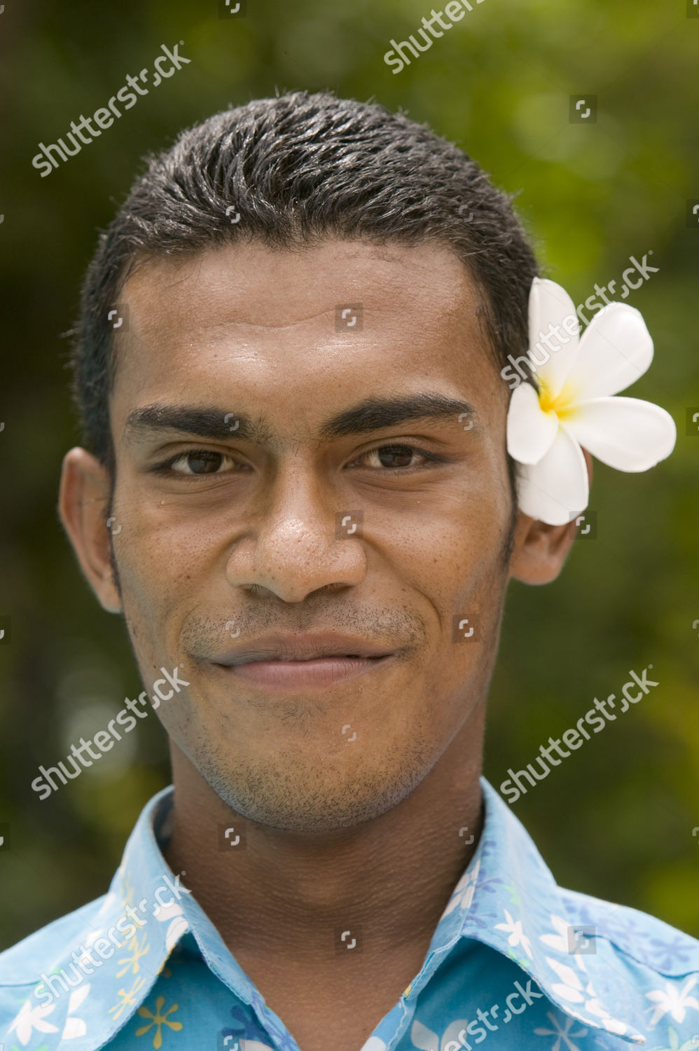 Fijian Man Flower Her Hair Editorial Stock Photo - Stock Image ...