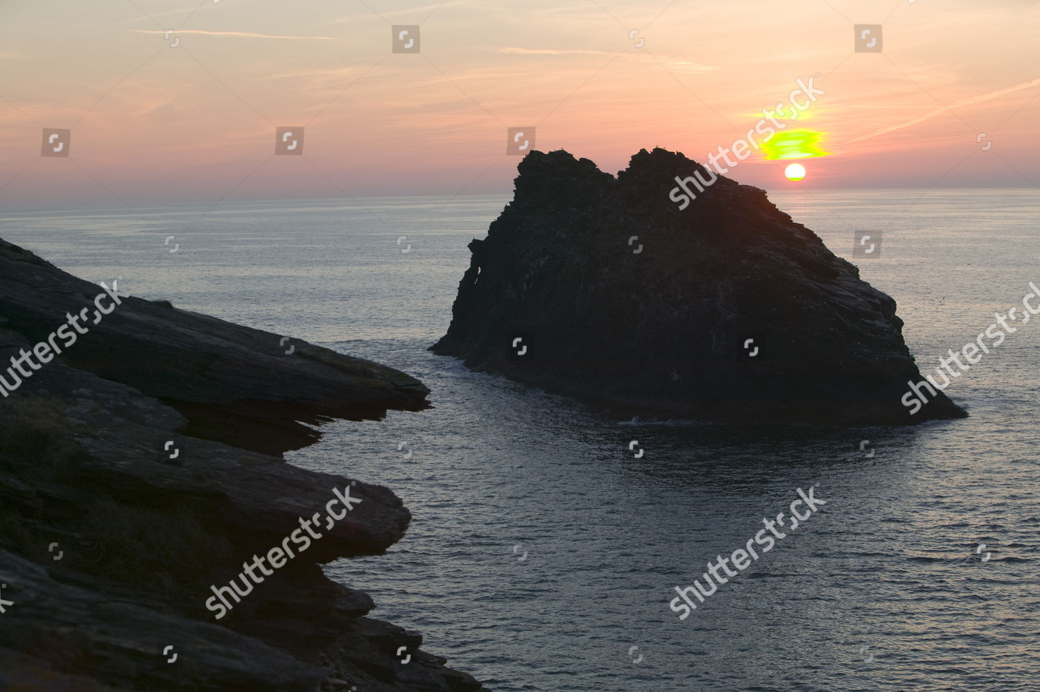 Cliff Tops Boscastle Overlooking Meachard Island Editorial Stock Photo ...