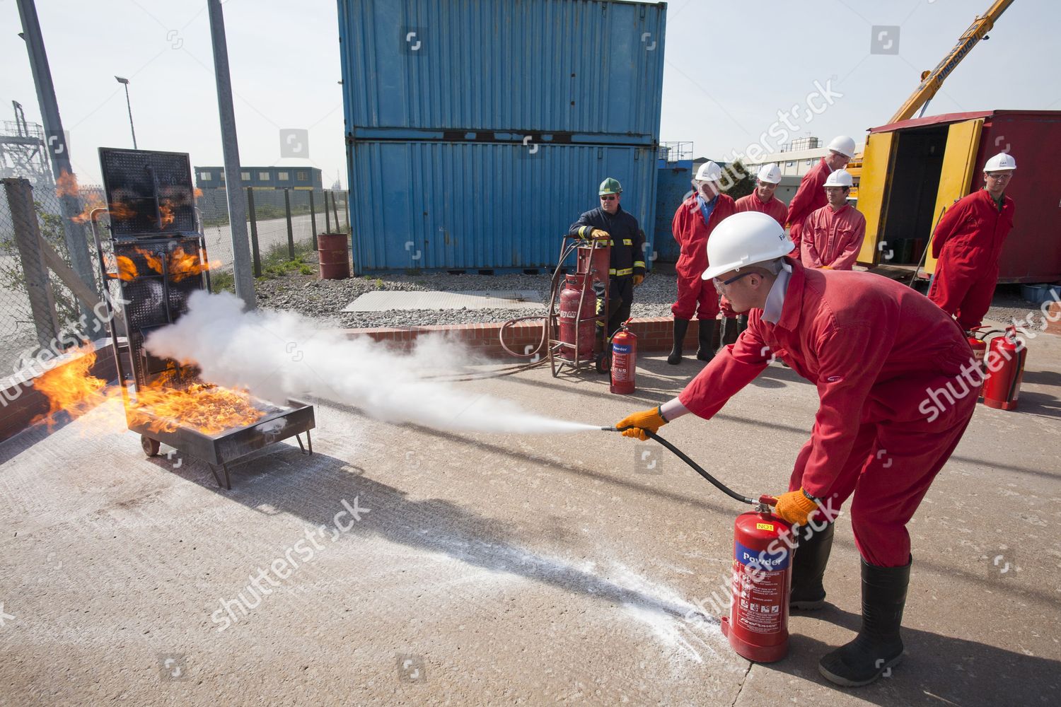 Workers Offshore Industry Practice Fire Fighting Editorial Stock Photo ...