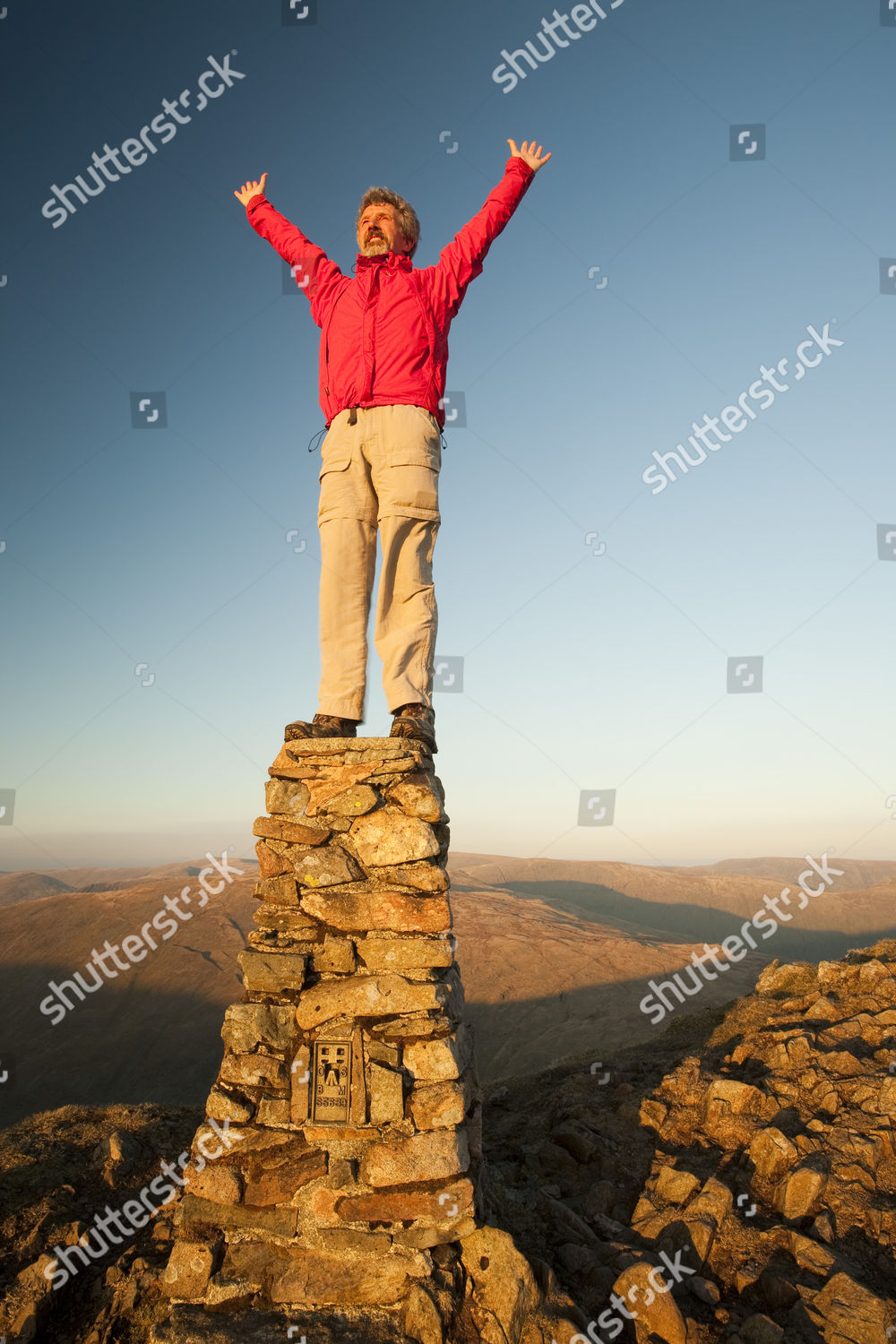 Walker On Summit Red Screes Sunset Editorial Stock Photo - Stock Image ...