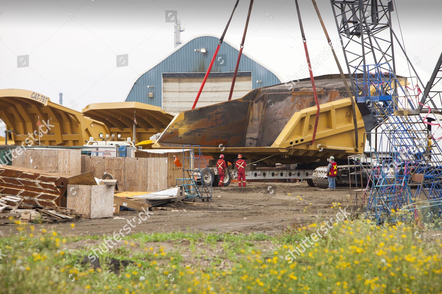 Workers Prepare Massive Dump Truck Bucket Editorial Stock Photo - Stock ...