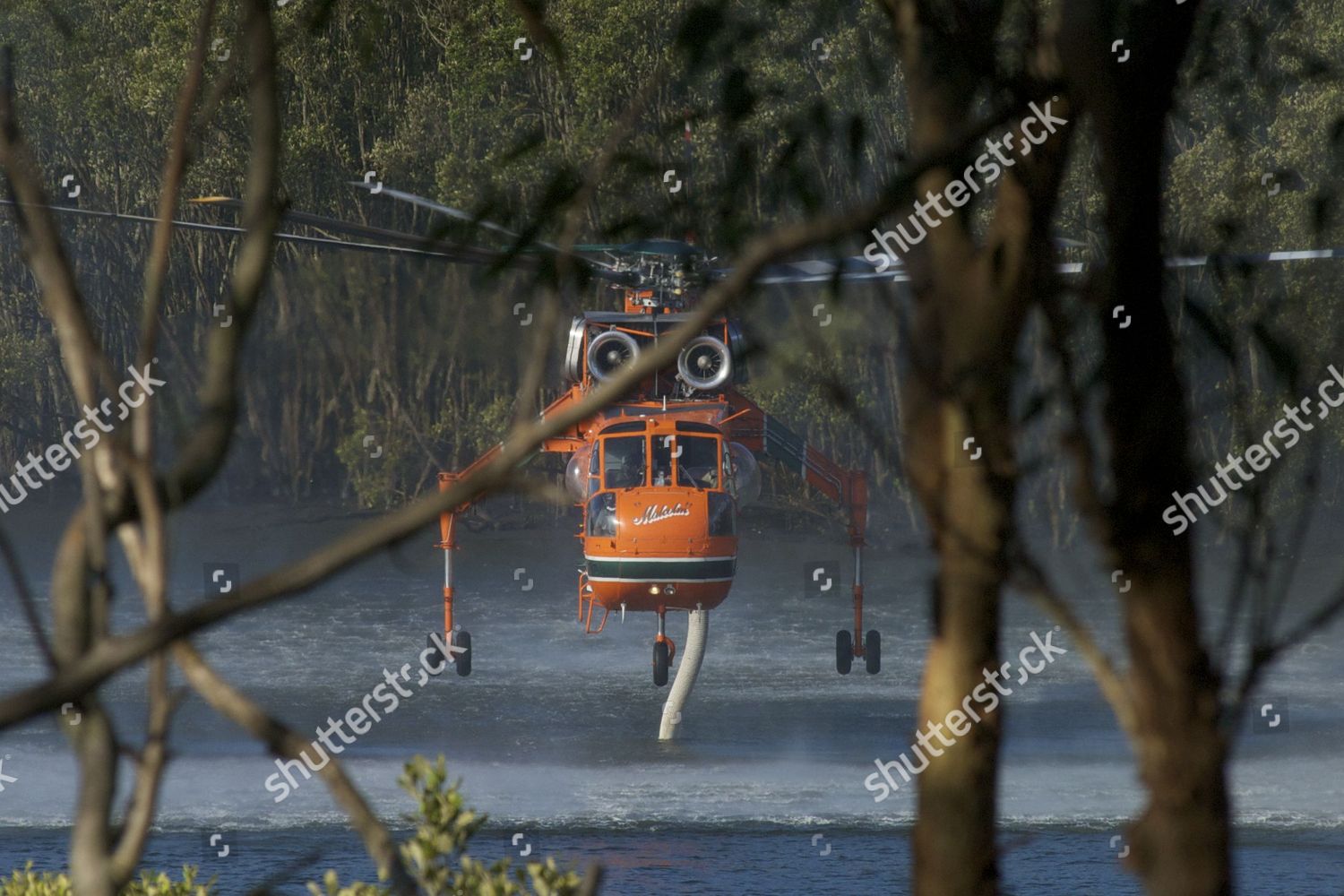 Bushfire Being Attended By Firefighters Erickson Editorial Stock Photo ...