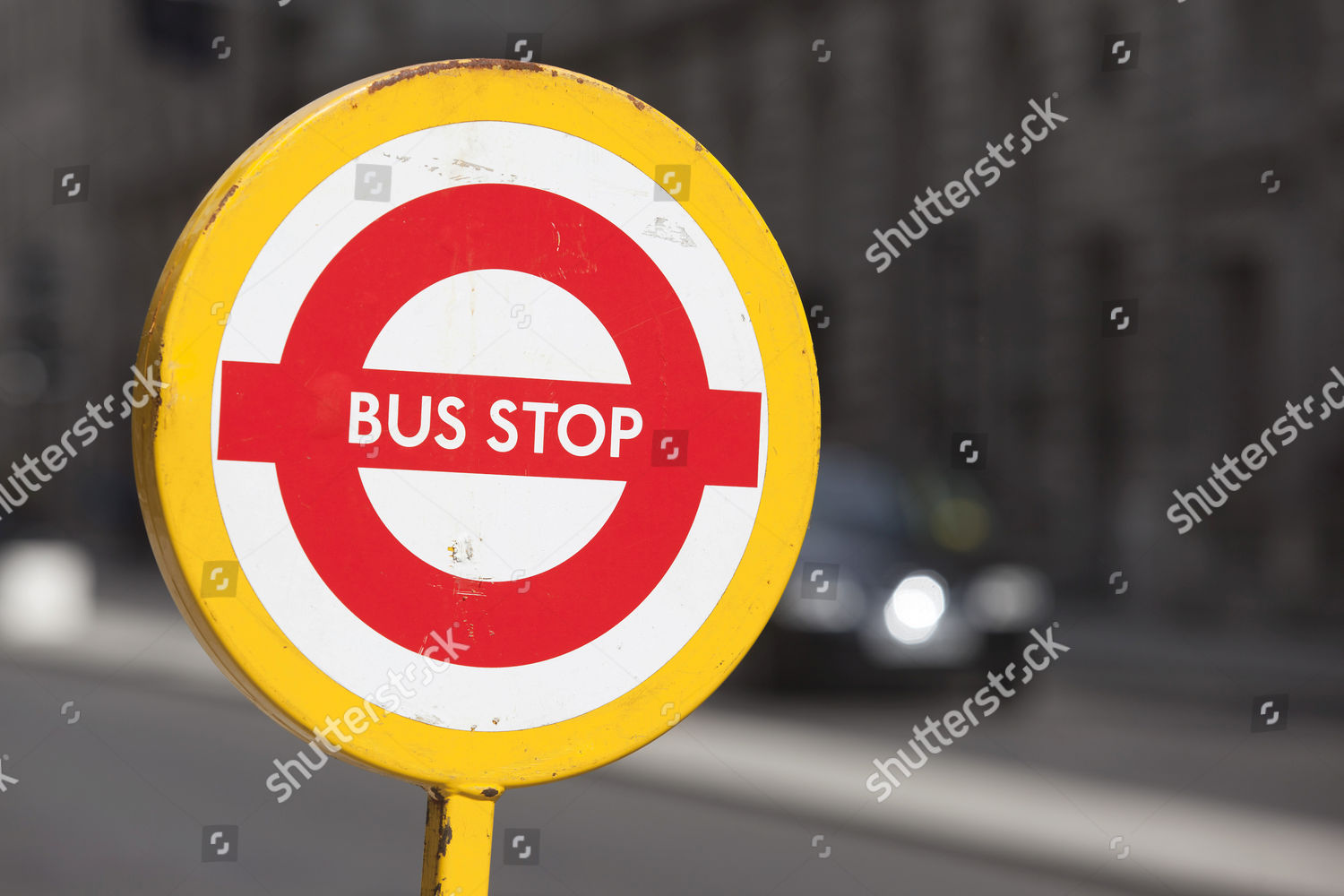 Bus Stop Sign Temporary Stop Transport Editorial Stock Photo - Stock ...