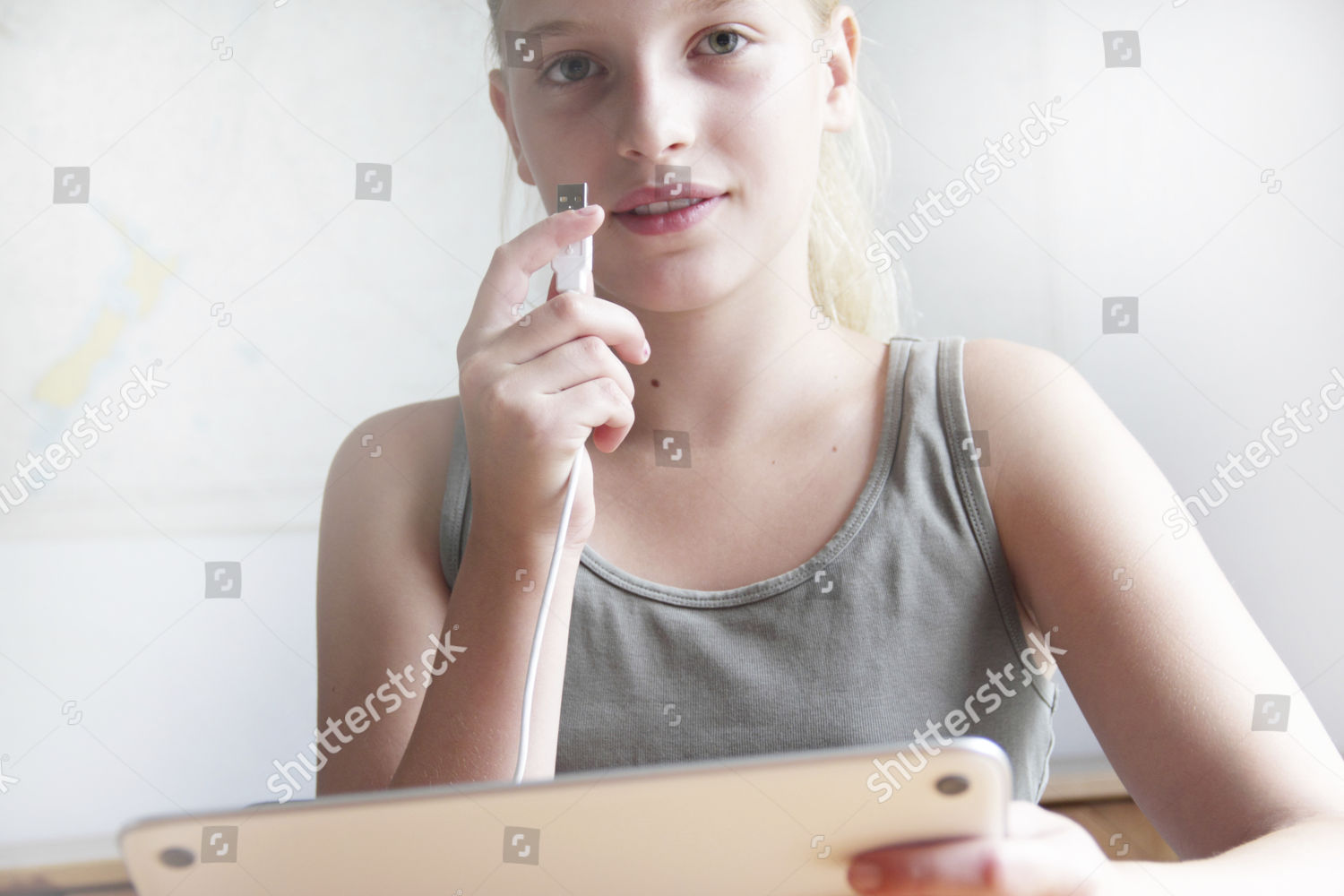Model Released Girl Holding Ipad Usb Editorial Stock Photo - Stock ...