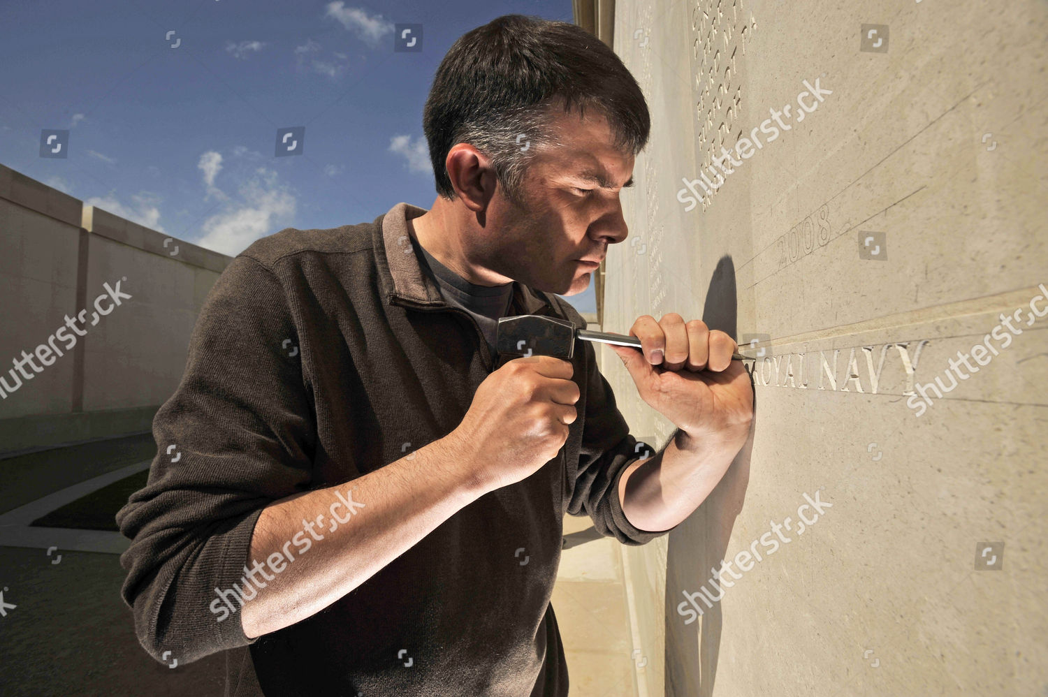 Stonemason Nick Hindle Carves 67 Names Editorial Stock Photo - Stock ...