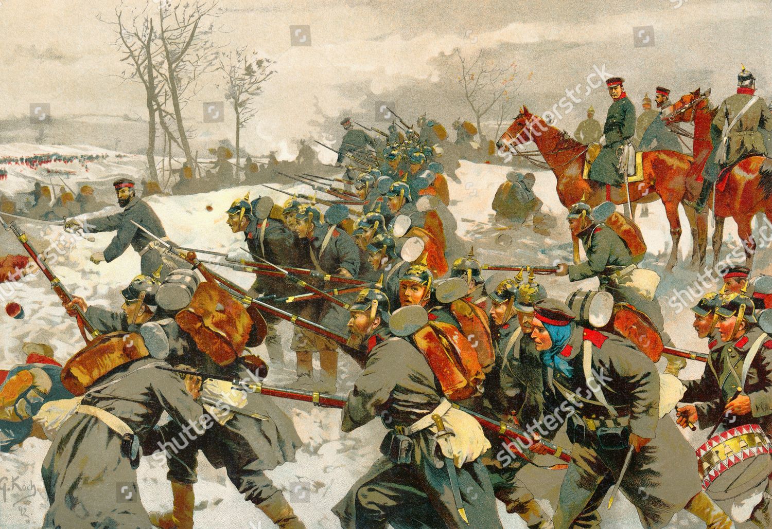 Historical Drawing German Soldiers General August Editorial Stock Photo ...