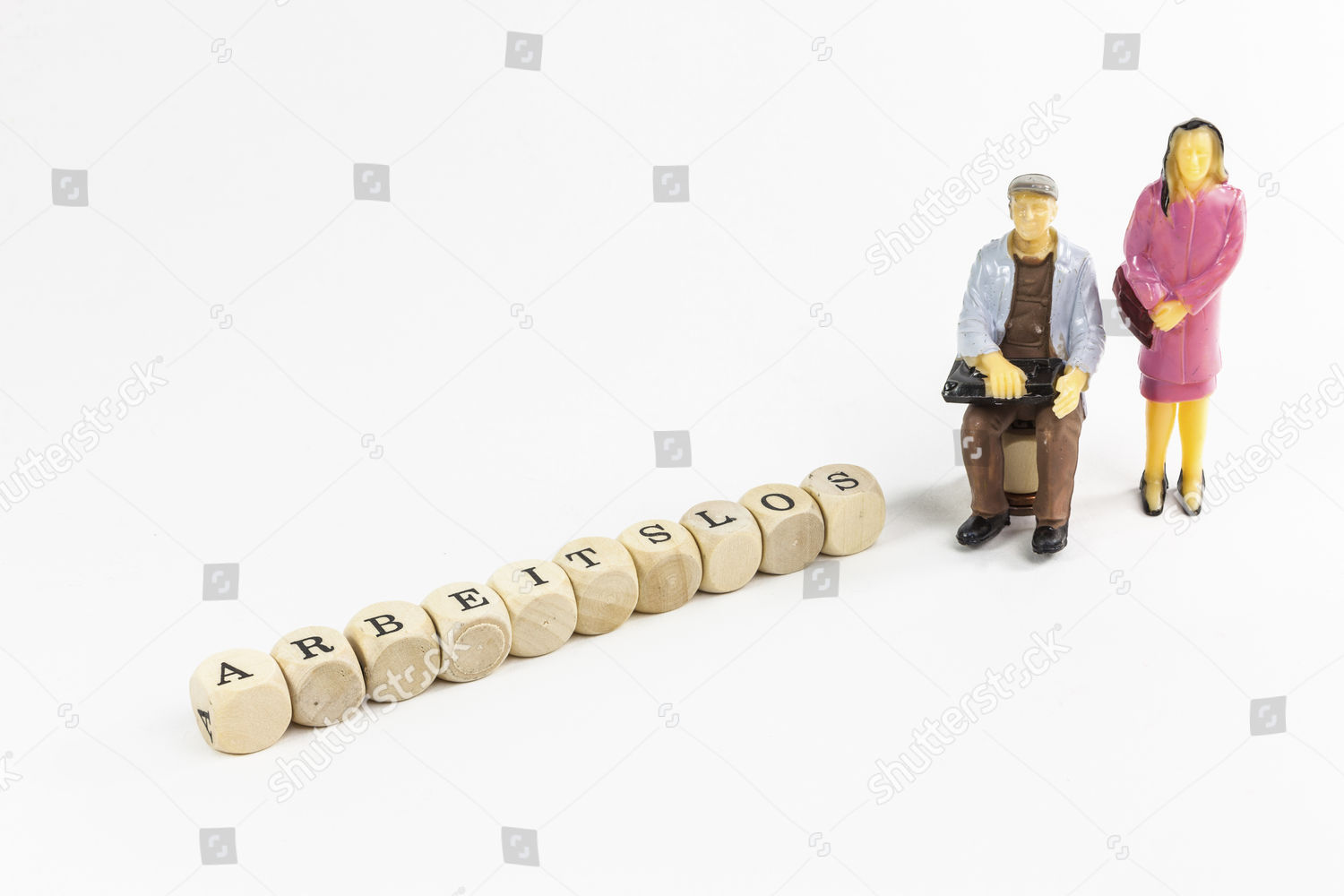 Miniature Figures Unemployed Couple Letter Cubes Editorial Stock Photo ...
