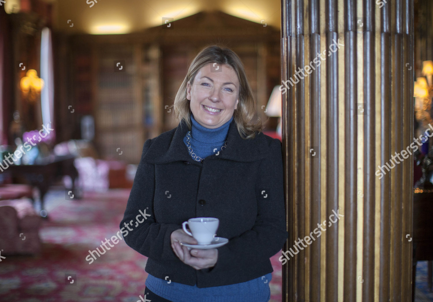 Countess Carnarvon Poses Library Highclere Castle Editorial Stock Photo ...