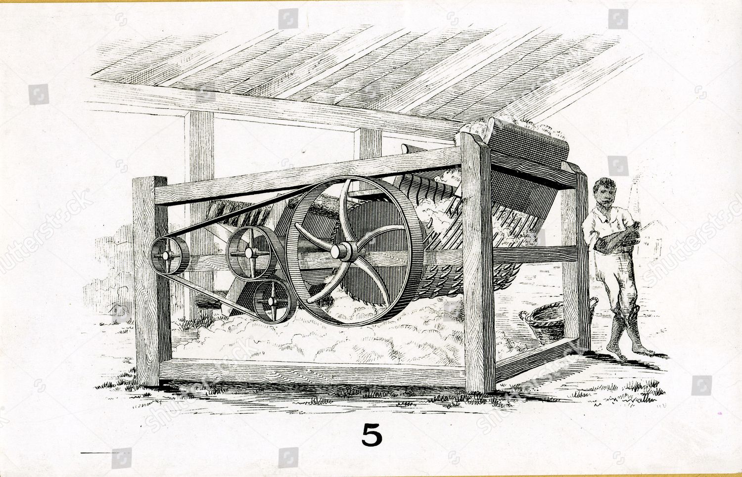 Sketch Eli Whitneys Cotton Gin Us Editorial Stock Photo - Stock Image ...