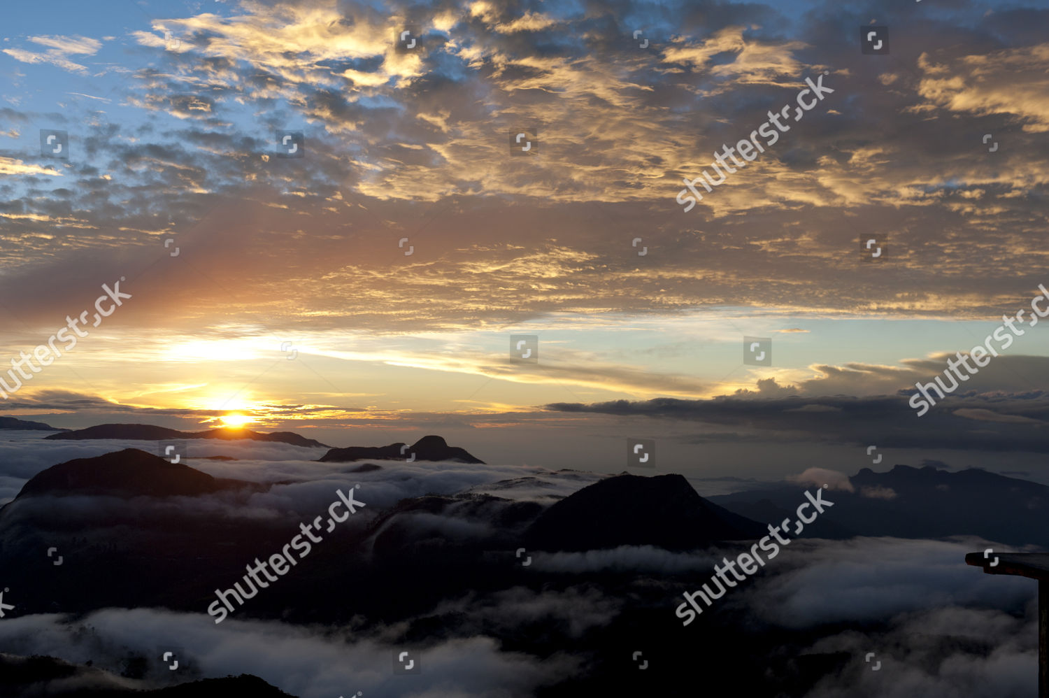 Cloudy Sky Sunrise Over Mountains View Editorial Stock Photo - Stock ...