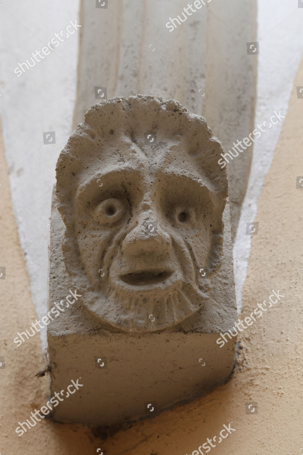Grotesque Face Sculpture Head On Ribbed Editorial Stock Photo - Stock ...