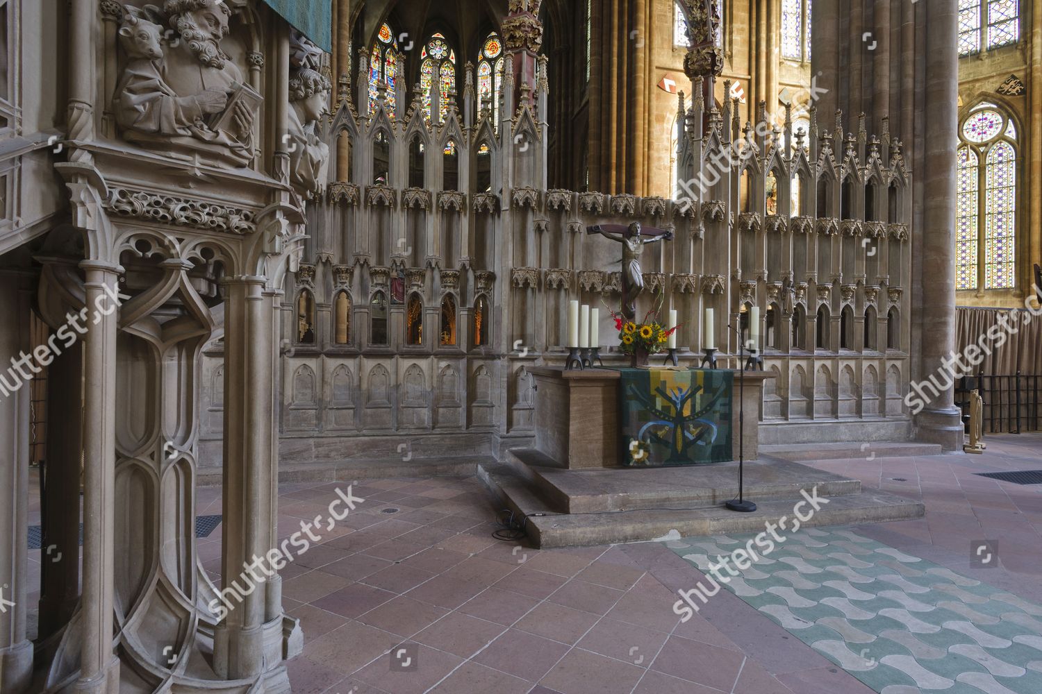 Pulpit Altar Choir Screen Ernst Barlachcrucifix Editorial Stock Photo ...