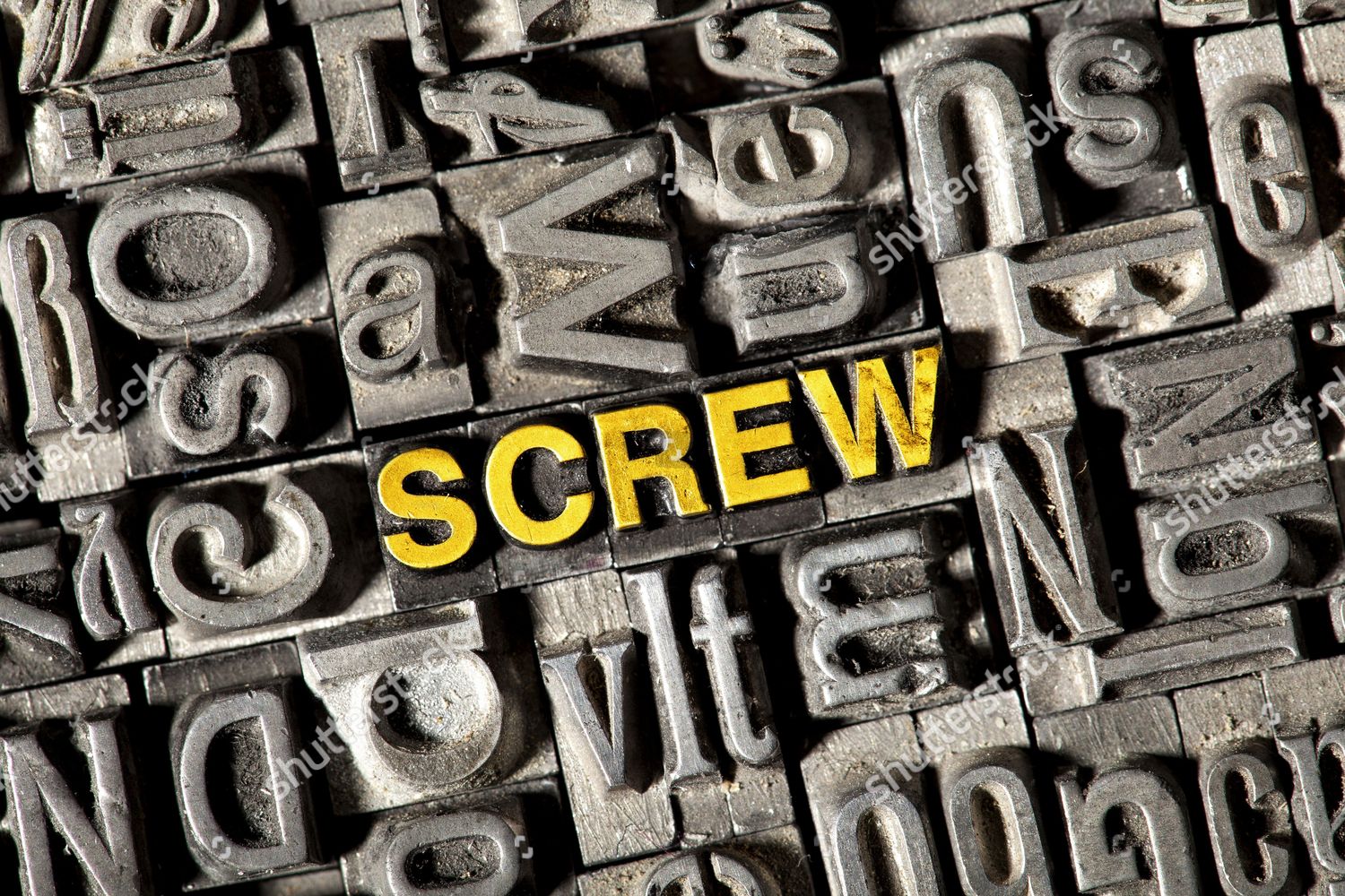 Old Lead Letters Forming Word Screw Editorial Stock Photo - Stock Image ...