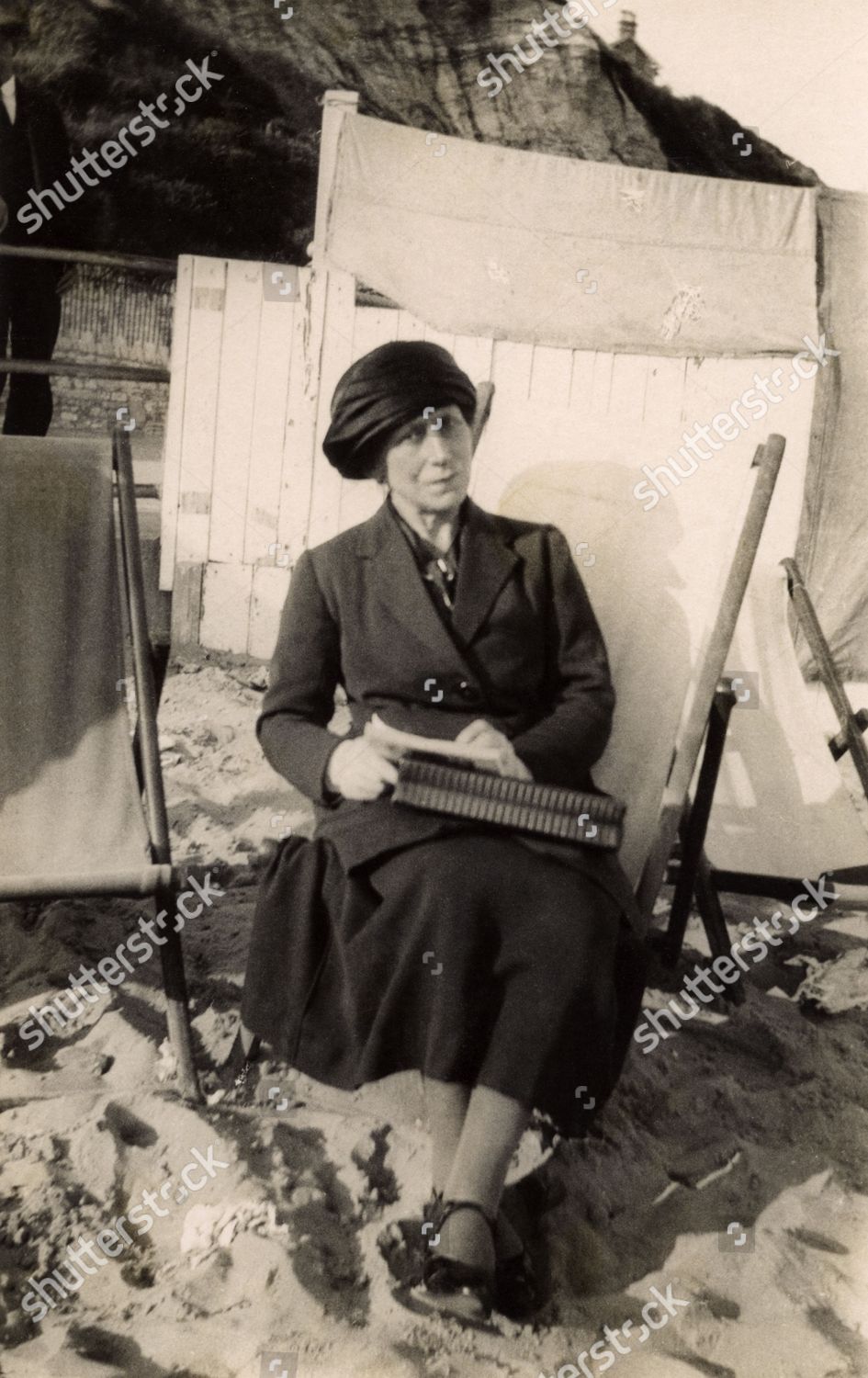 Stern Looking Woman Sitting Deckchair On Editorial Stock Photo - Stock ...