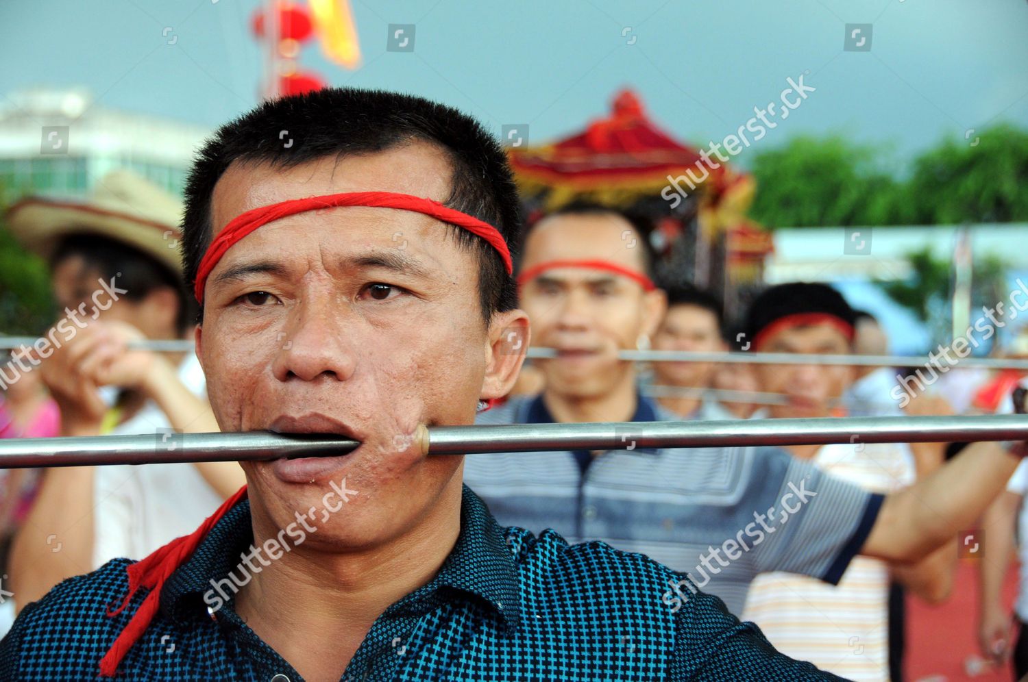 People Bars Impaled Through Their Cheeks Editorial Stock Photo - Stock ...