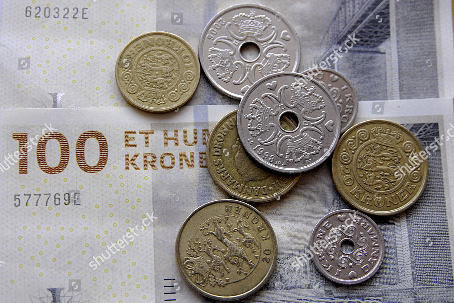 Danish Kroner Banknotes Coins Editorial Stock Photo - Stock Image ...