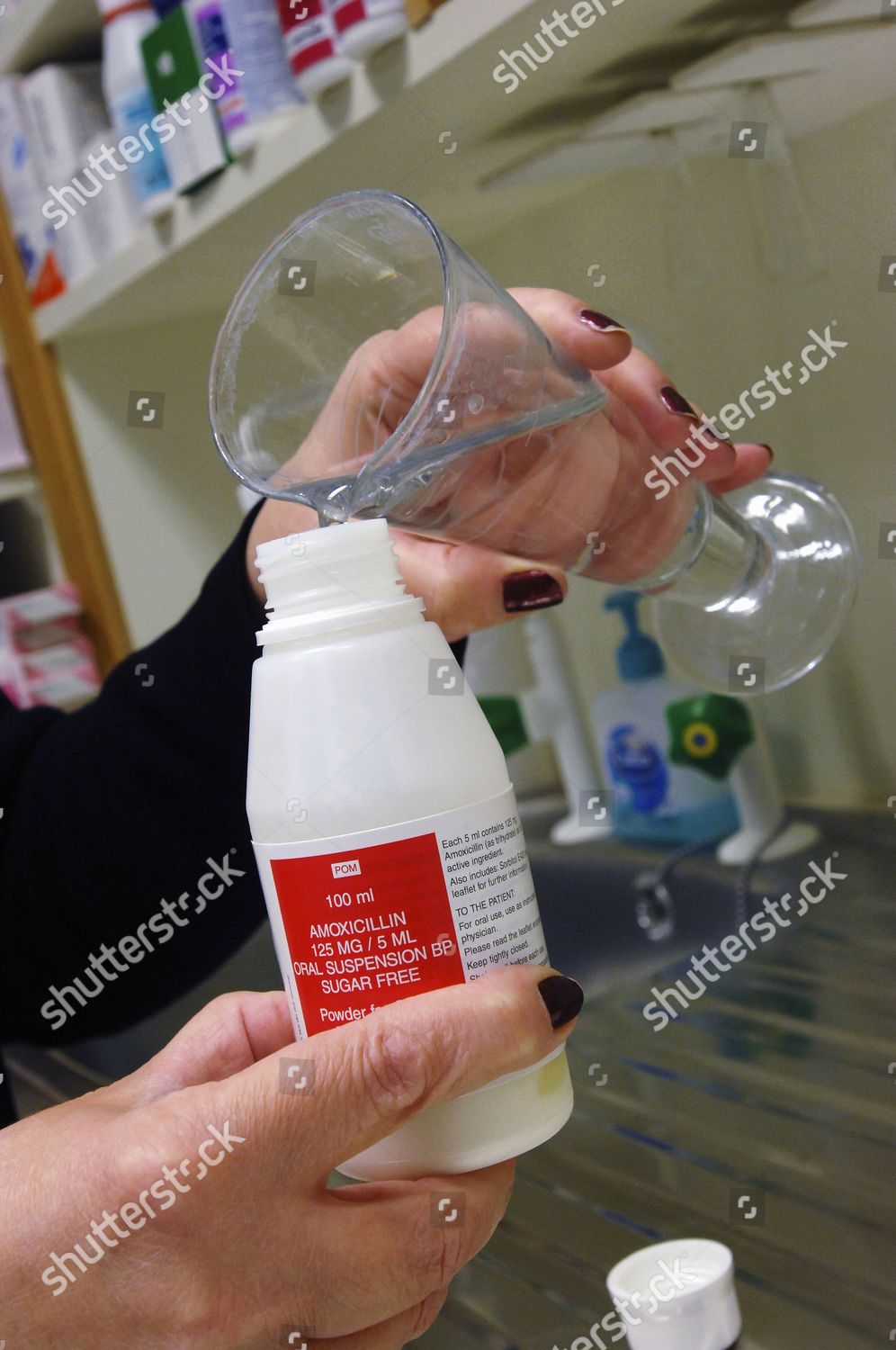Pharmacist Adding Water Amoxicillin Editorial Stock Photo - Stock Image ...