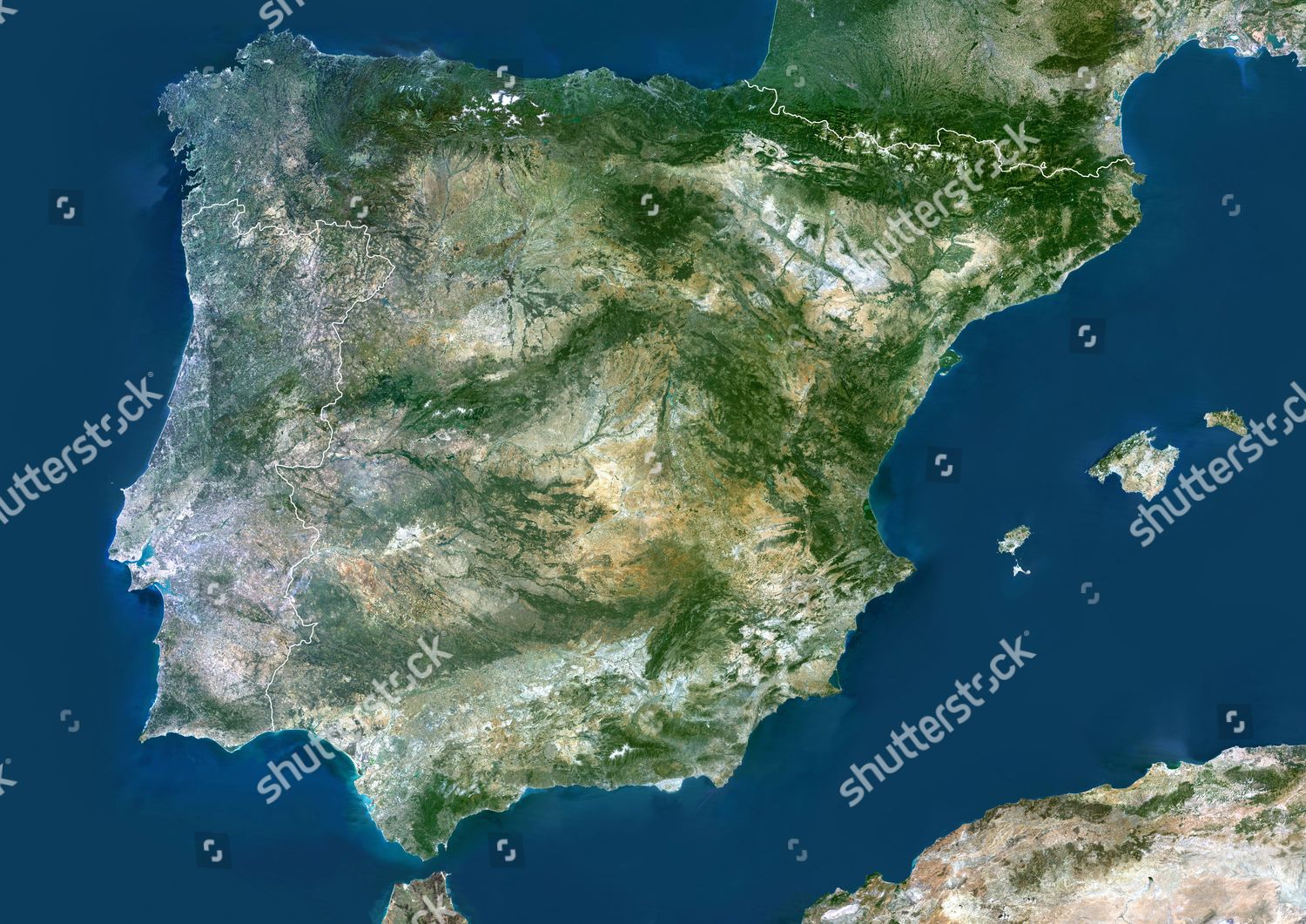 Spain Portugal True Colour Satellite Image Editorial Stock Photo ...