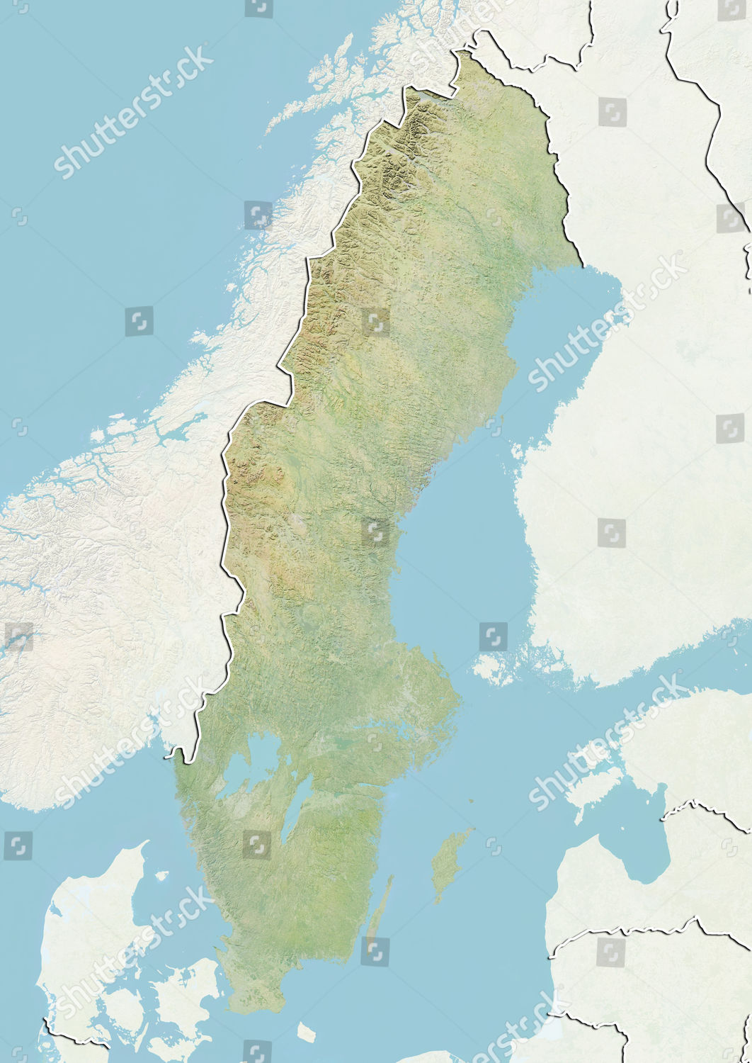 Sweden Relief Map Border Mask Editorial Stock Photo - Stock Image ...