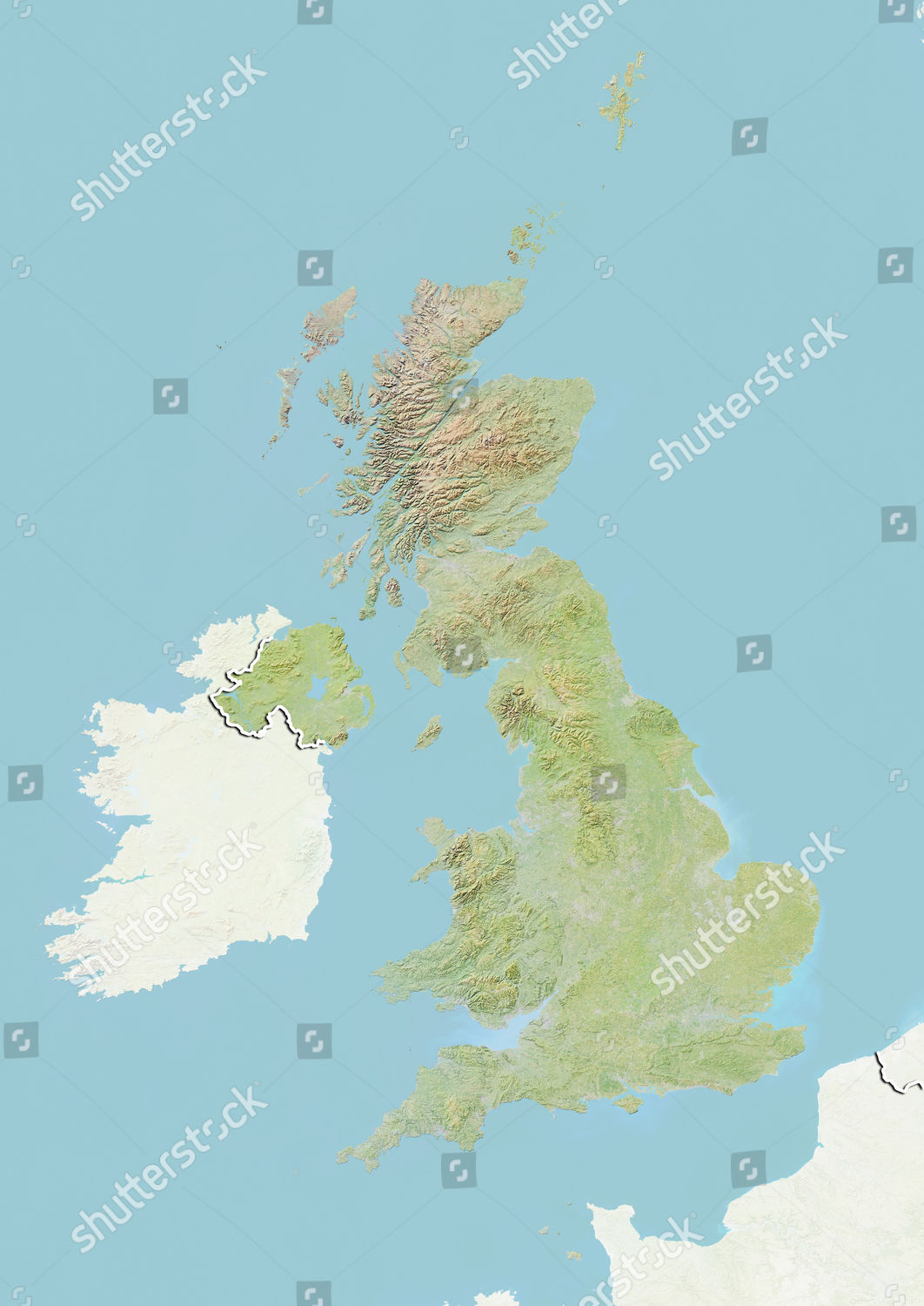 United Kingdom Relief Map Border Mask Editorial Stock Photo - Stock ...